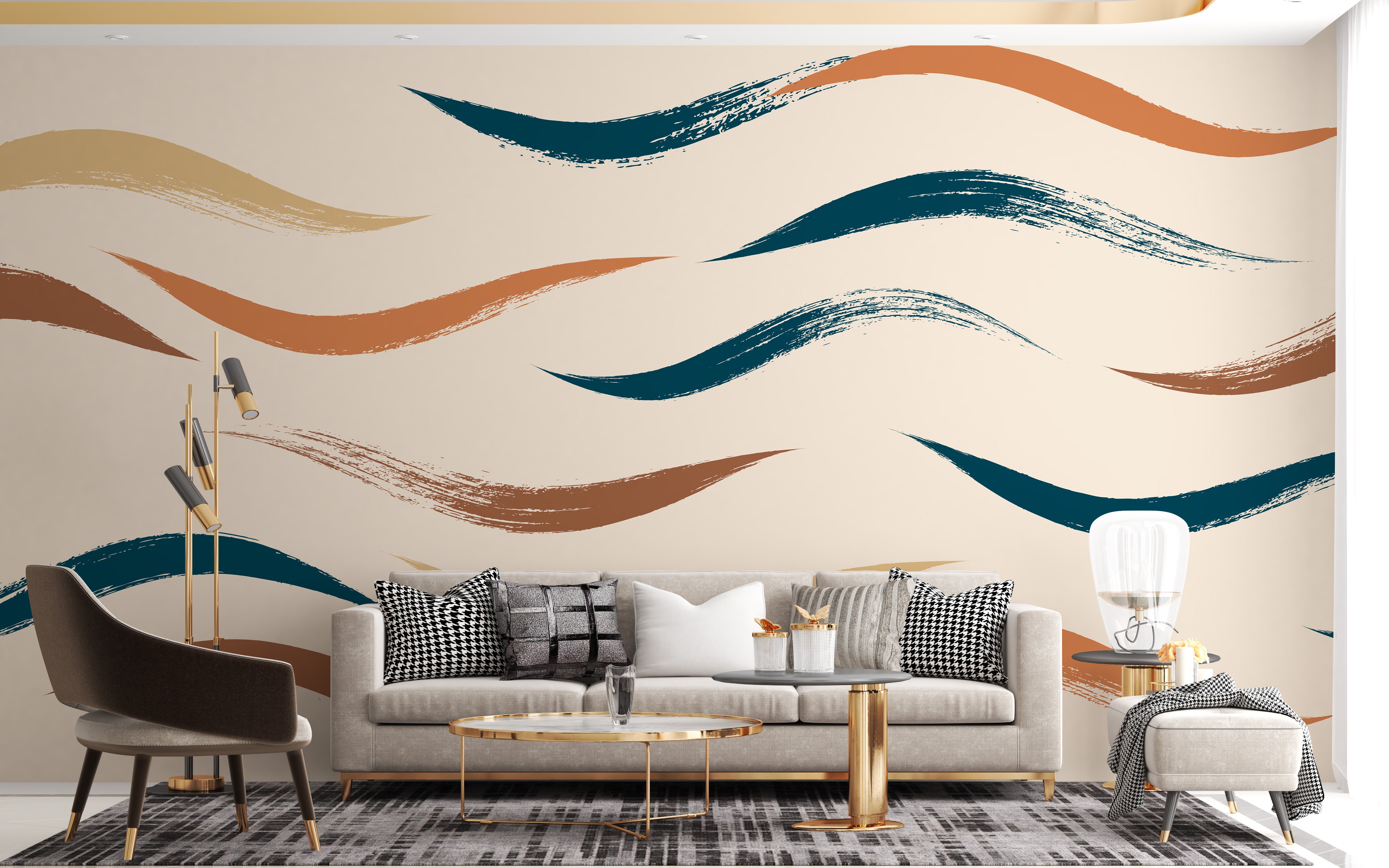 Beige Wavy Pattern Wallpaper - Add Drama and Elegance – Giffywalls